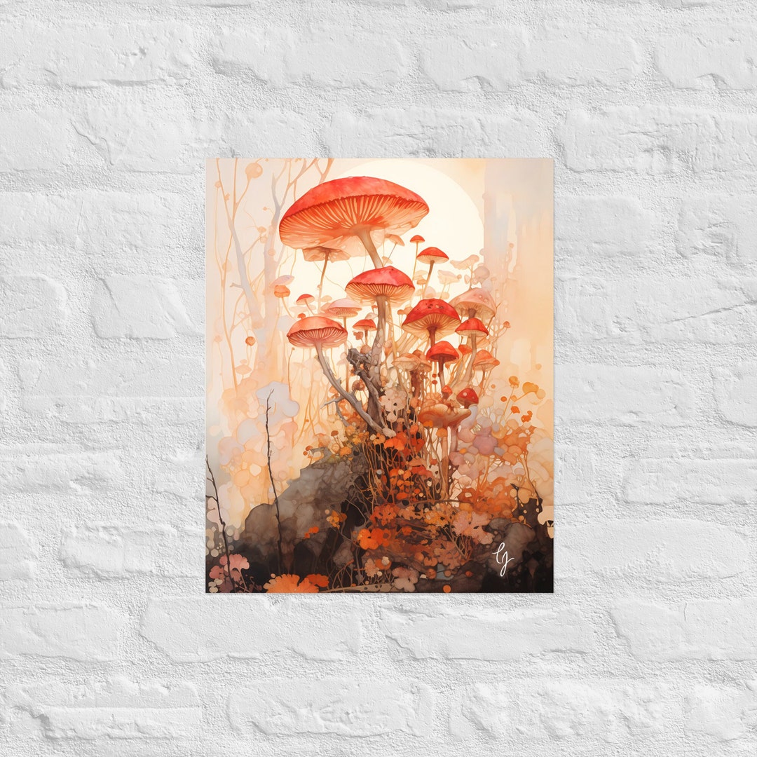 Mushroom Art Print, Fungi Art, Botanical Art, Boho Art, Watercolor Art ...