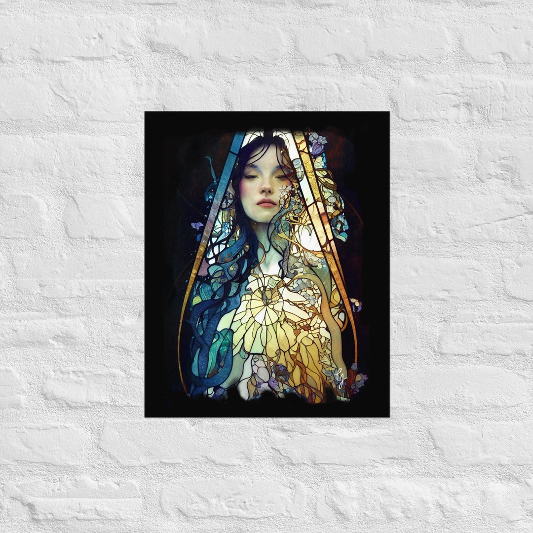 Art Nouveau Stained Glass Art Poster Print, Art Deco Stained Glass ...