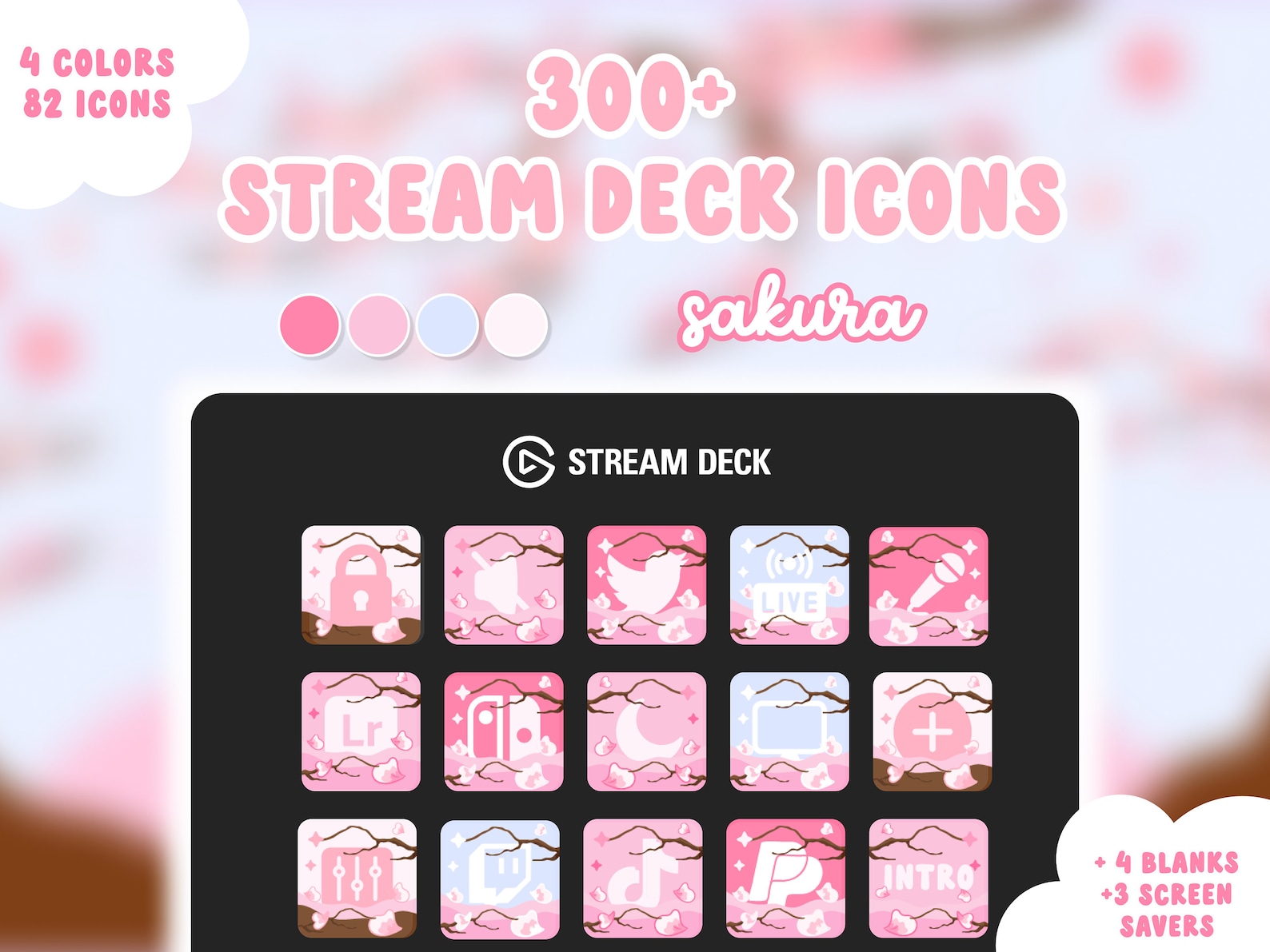 STREAM DECK ICONS Sakura Pink Dreamy Streamer Cherry Flower - Etsy