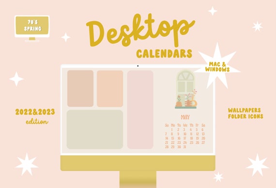 70s Spring Desktop Organizer Wallpaper 2022-2023 Calendars - Etsy