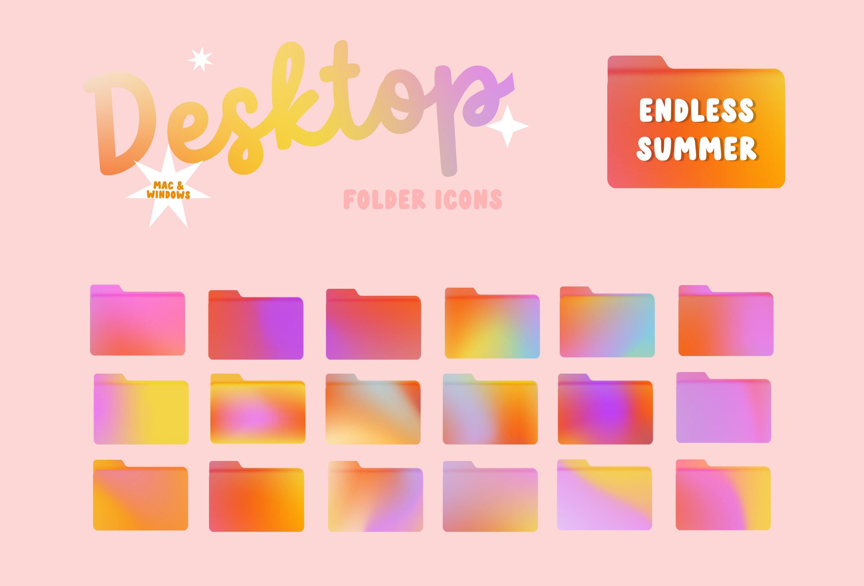 Endless Summer Gradient Desktop Organizer Wallpaper Desktop - Etsy