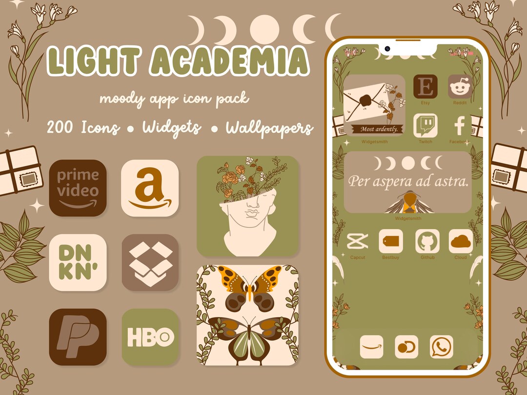 Light Academia Cozy Beige App Icons Book Lover Vintage Aesthetic App ...