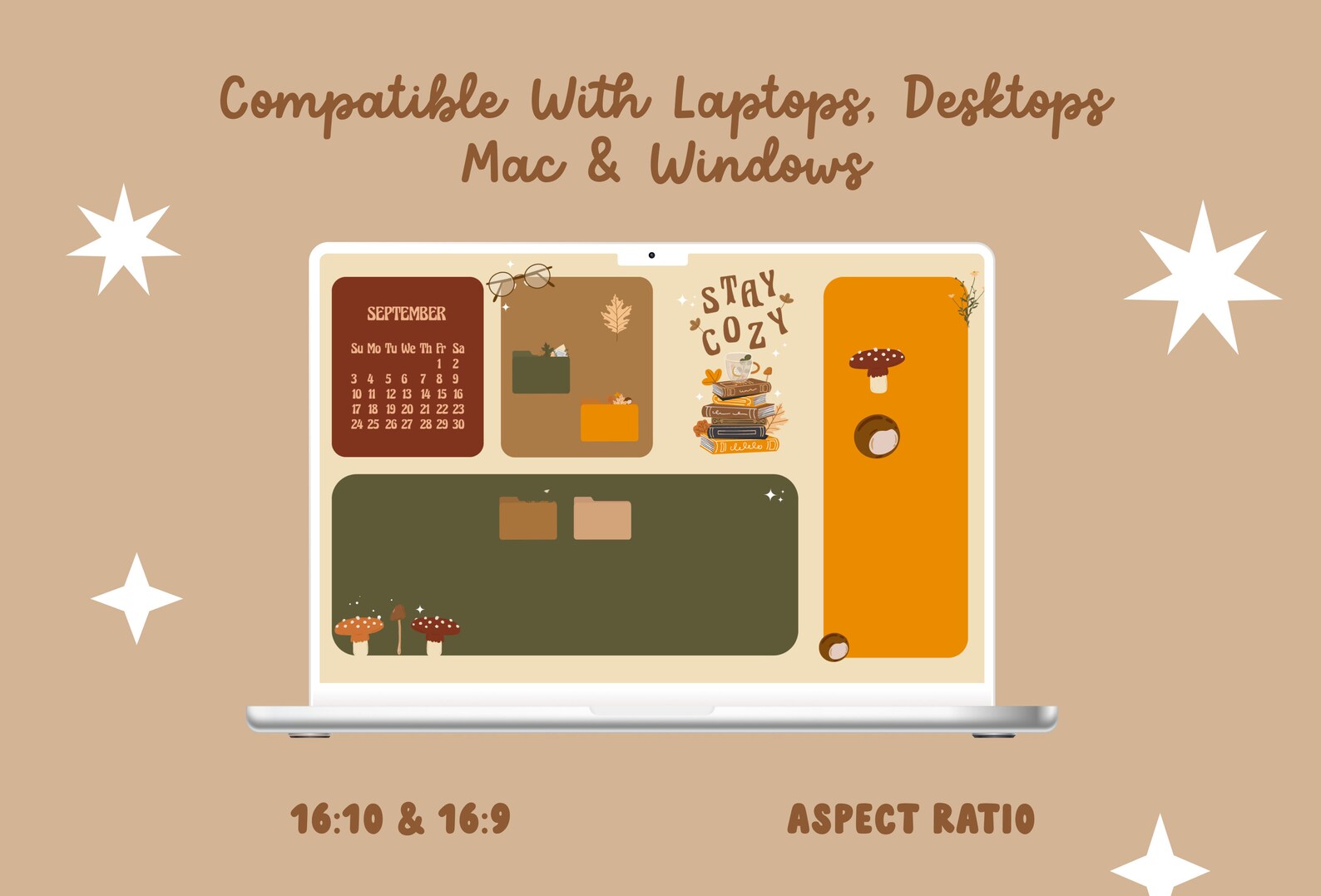 Retro Hygge Desktop Organizer Wallpaper 2022-2023 Calendars - Etsy