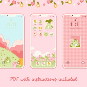 Spring Fields Aesthetic App Icons Pink Kawaii iPhone Wallpaper Widgets ...