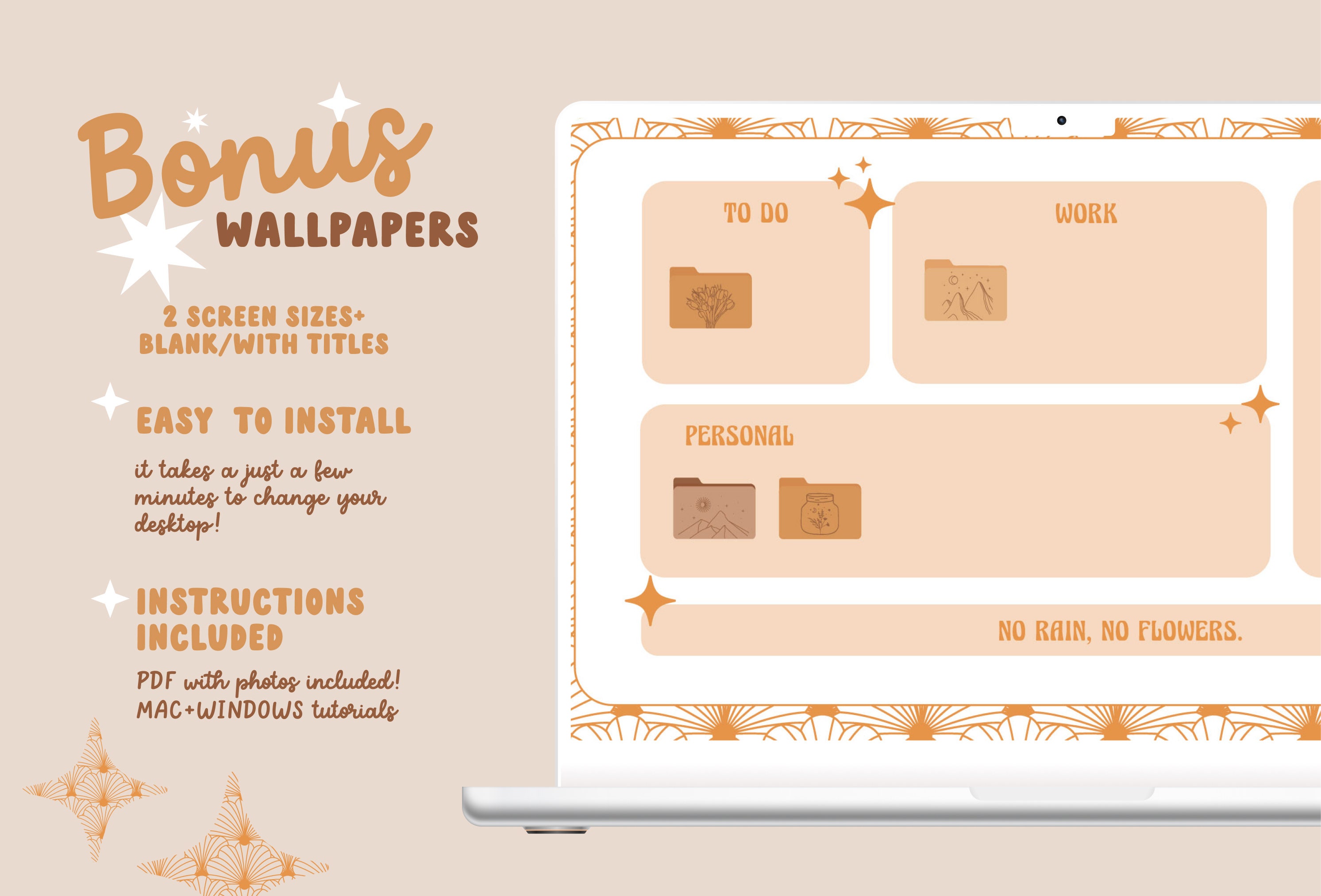 Mid Century Boho Desktop Organizer Wallpaper Vintage Modern - Etsy