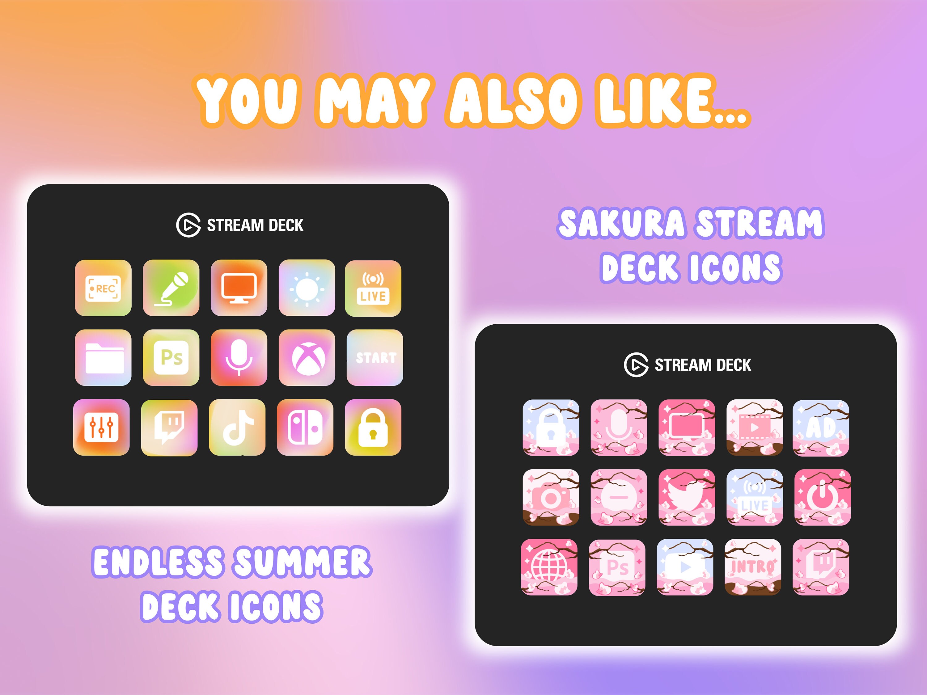 STREAM DECK ICONS Cotton Candy Gradient Streamer Sky Pink Purple Orange ...