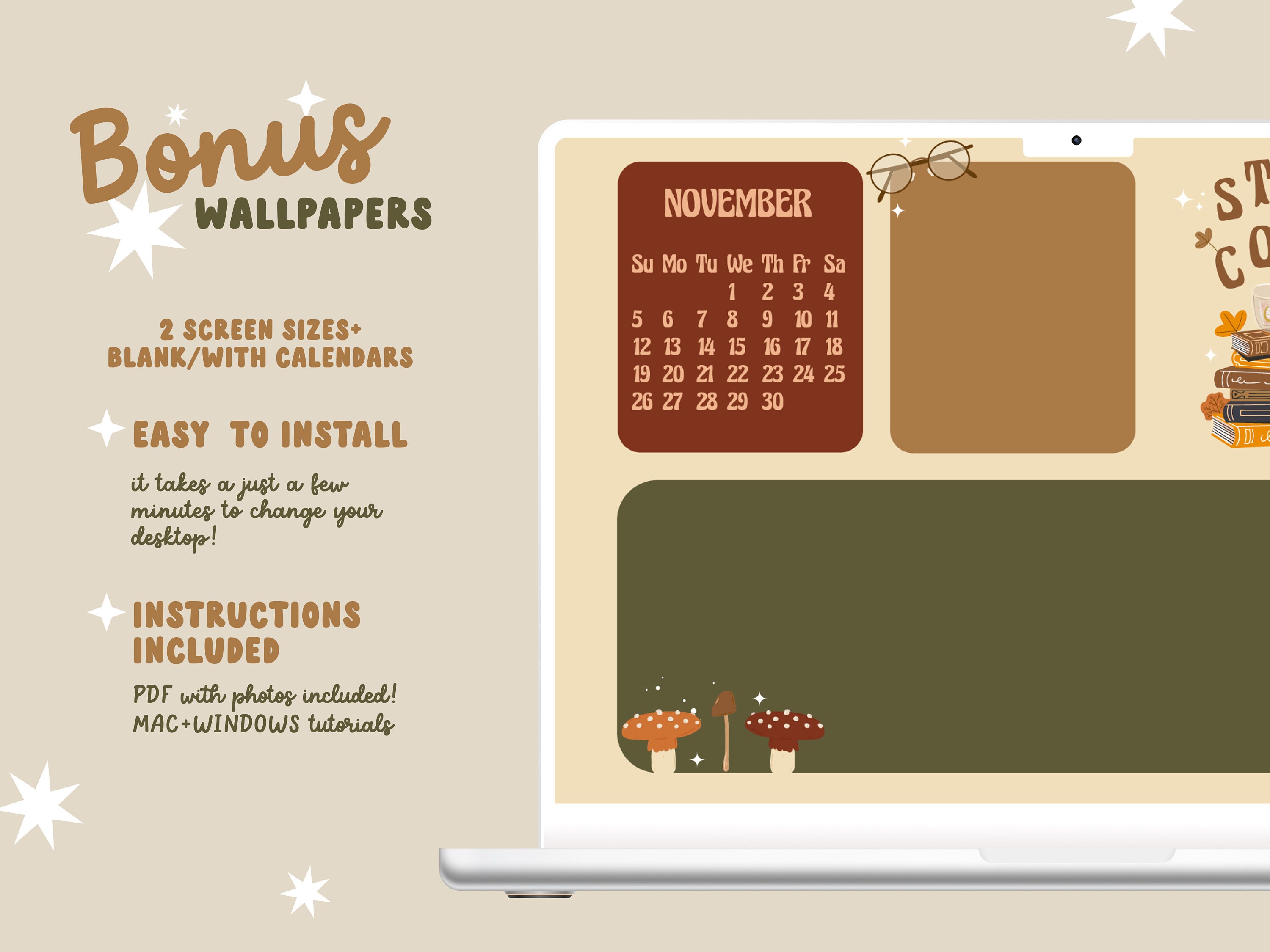 Retro Hygge Cozy Desktop Organizer Wallpaper and App Icons - Etsy
