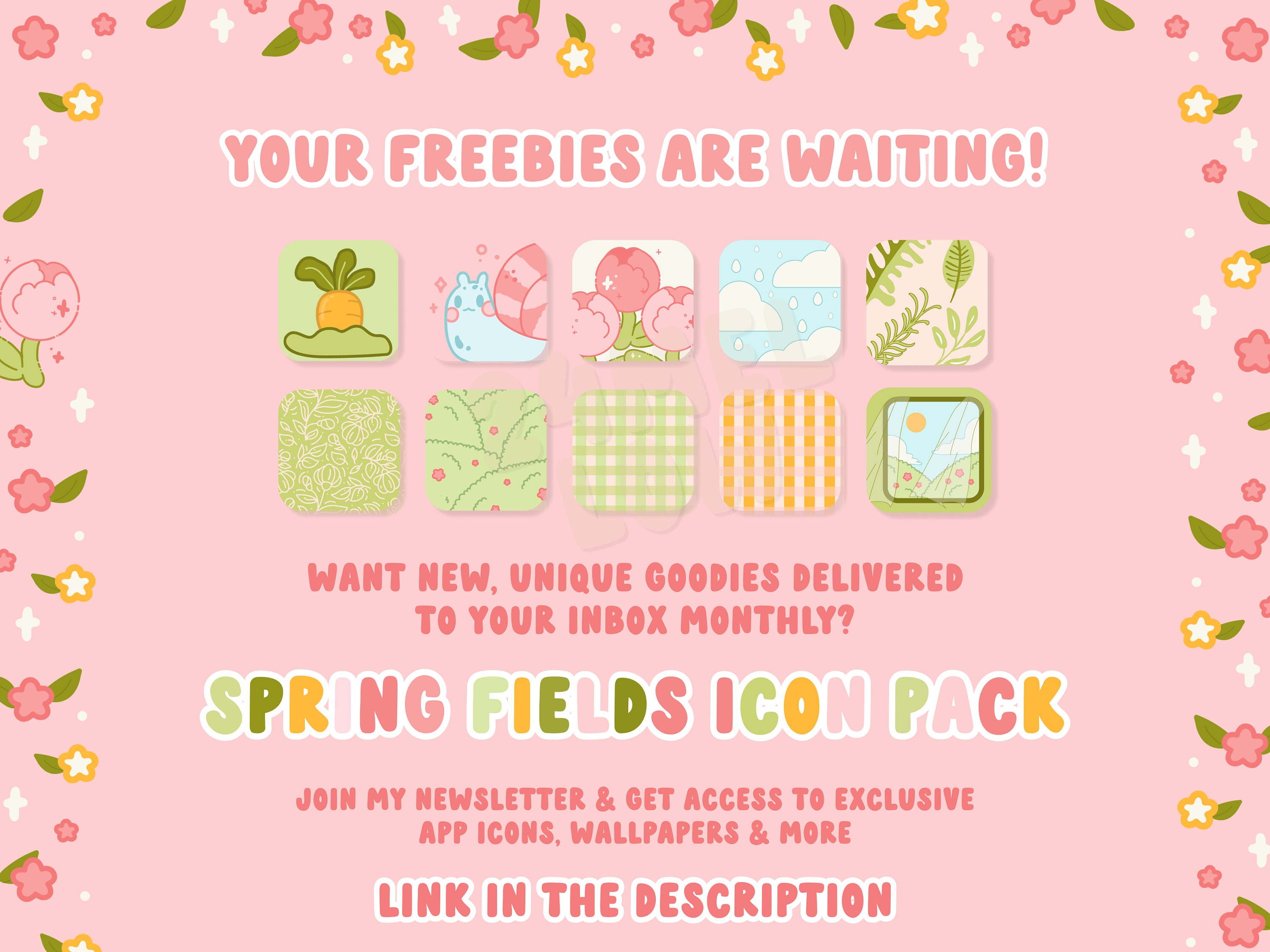 Spring Fields Aesthetic App Icons Pink Kawaii Iphone Wallpaper - Etsy
