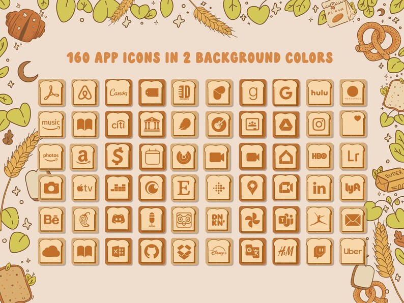 Cute Bakery App Icons Hand Drawn iPhone Ios 14 15 & Android Kawaii ...