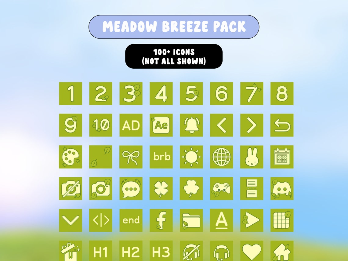 STREAM DECK ICONS Meadow Breeze Streamer Kawaii Green Stream Deck ...