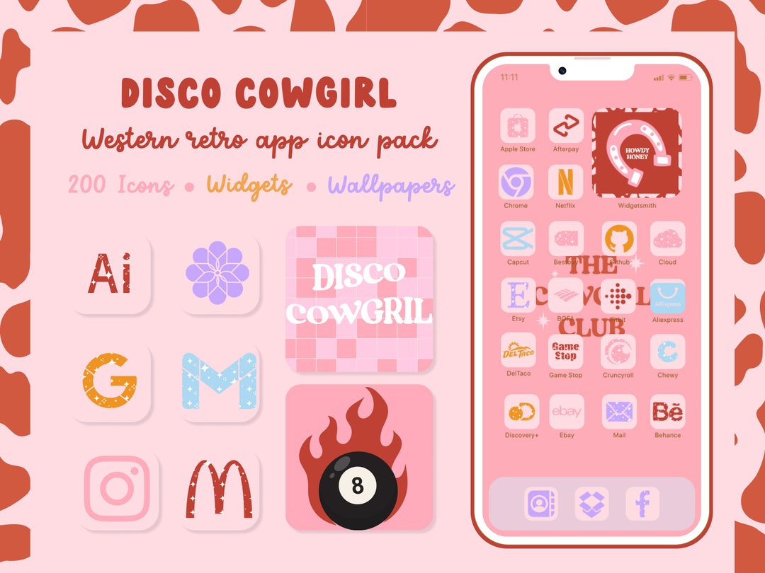 Disco Cowgirl App Icons Ios 14 Retro Western App Icons Cosmic Cowgirl ...