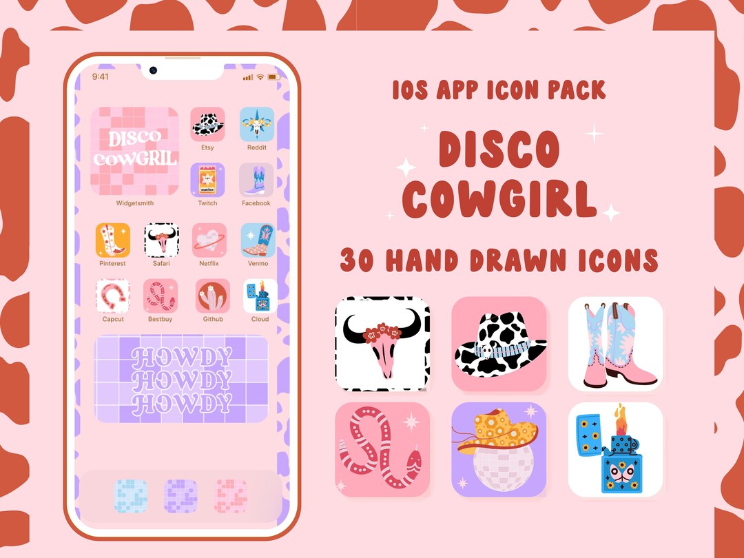 Disco Cowgirl App Icons Ios 14 Retro Western App Icons Cosmic Cowgirl ...