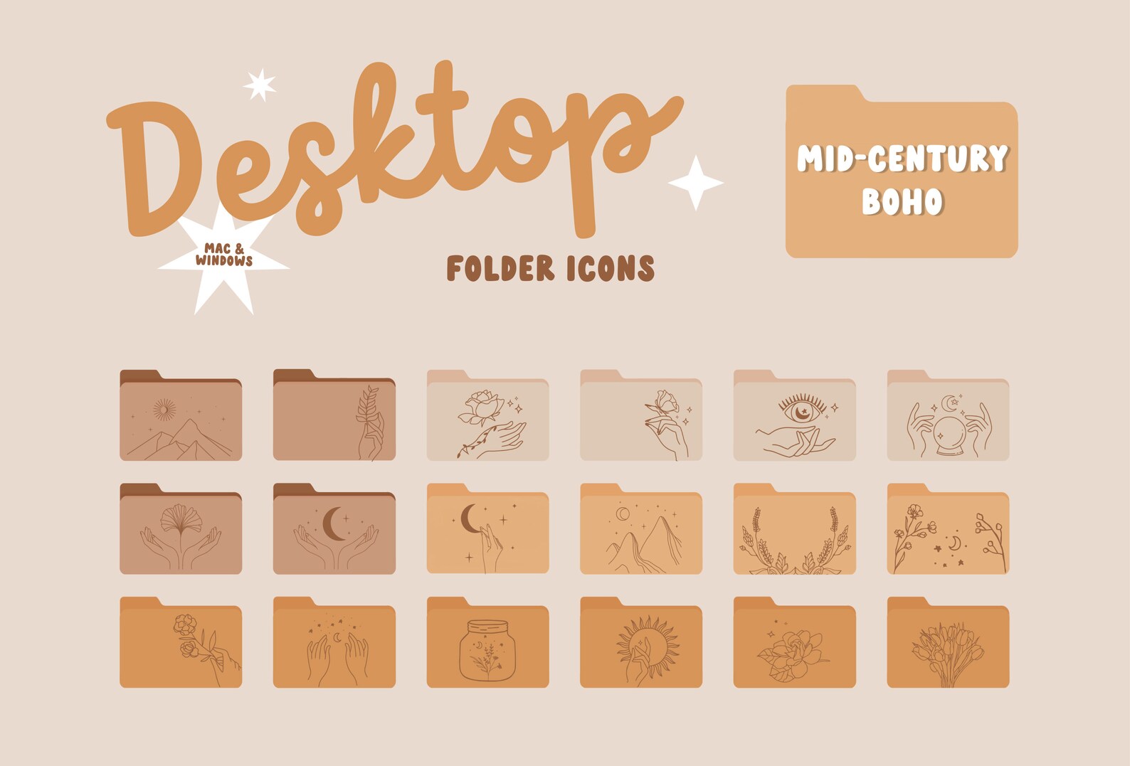 Mid Century Boho Desktop Organizer Wallpaper Vintage Modern - Etsy