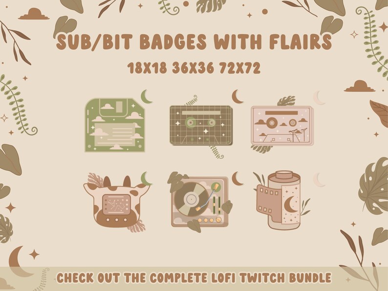 Sub/bit Badges LOFI Twitch Discord Minimalist Cozy Gamer - Etsy