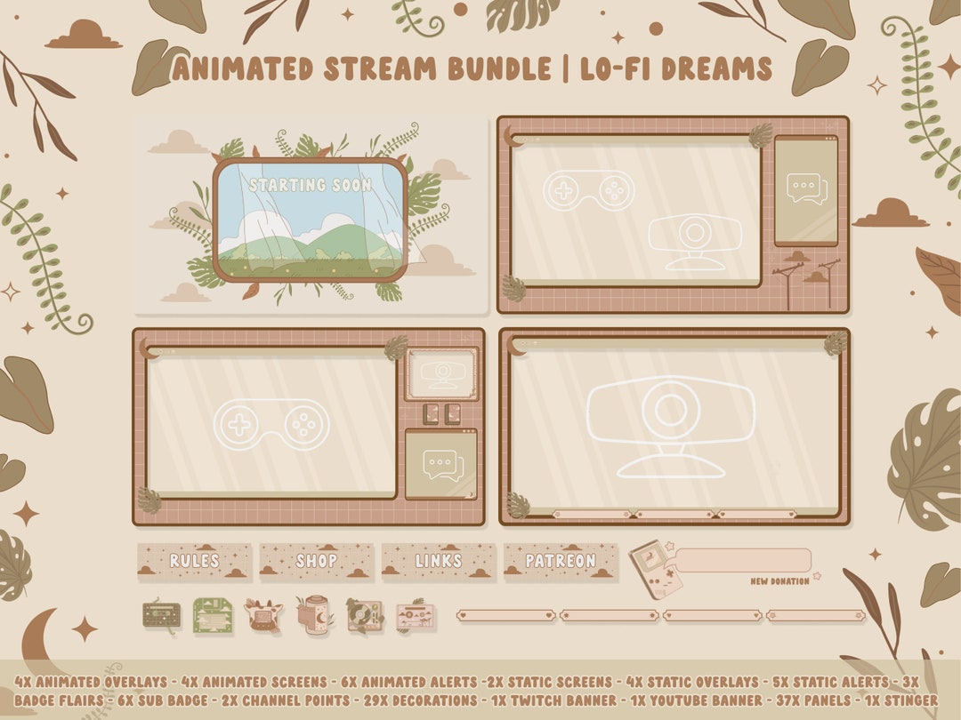 LOFI Twitch Overlay Package Animated Stinger Transition Chat Minimalist ...
