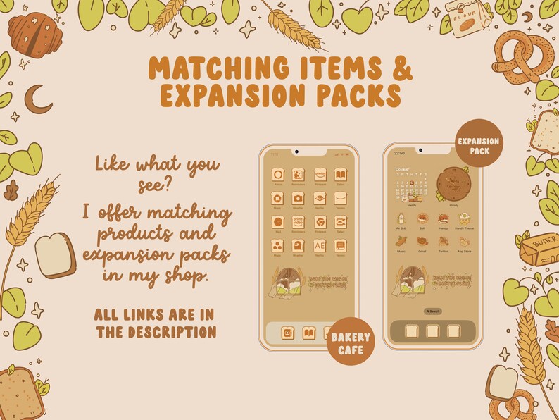 Cute Bakery App Icons Hand Drawn iPhone Ios 14 15 & Android Kawaii ...