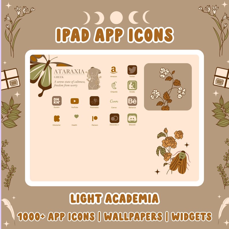 Light Academia Cozy Hand Drawn App Icons for Ipad Book Lover - Etsy