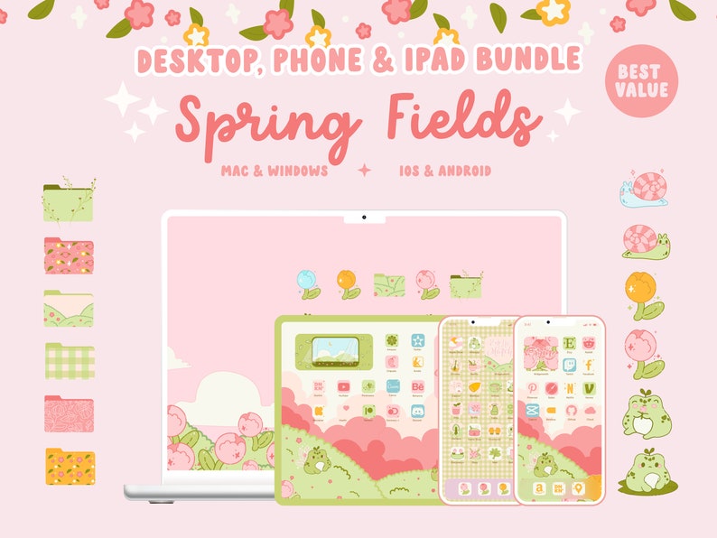 Spring Fields Desktop Organizer Macbook Folder Icons and App - Etsy