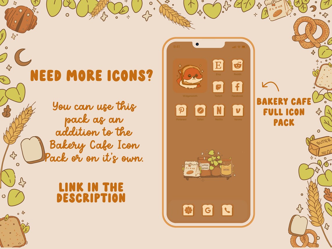 French Fox Bakery App Icons Hand Drawn iPhone Ios 14 15 & Android ...