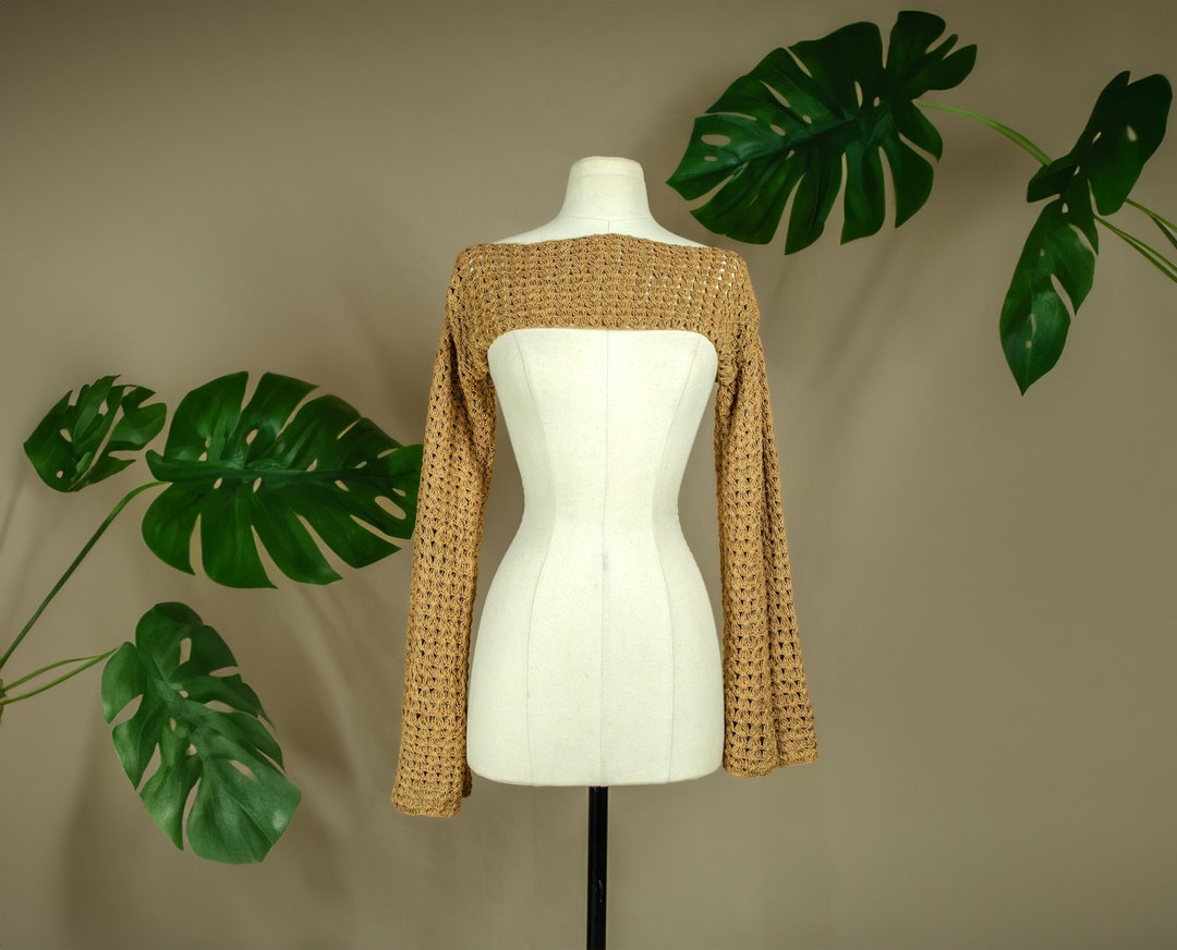 Handmade Crochet Shrugs L Bell Sleeve Aesthetic Bolero Shrug Top L ...