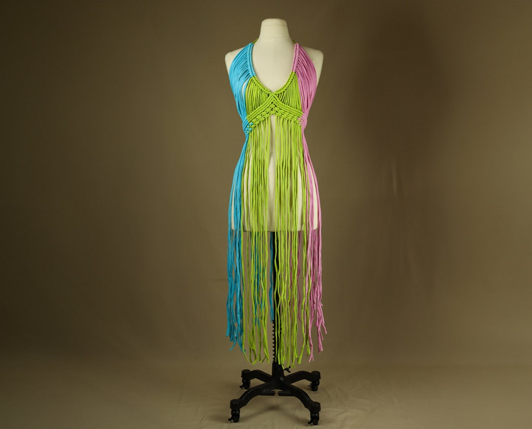 Swim Macrame Cover up L Women Fringe Bikini Cover-up L Hippie Boho ...