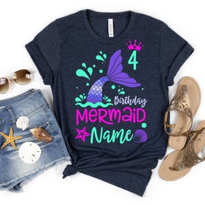 Custom Mermaid Birthday Girl Shirt, Mermaid Birthday Party Family Shirt, Birthday Girl Shirt ...