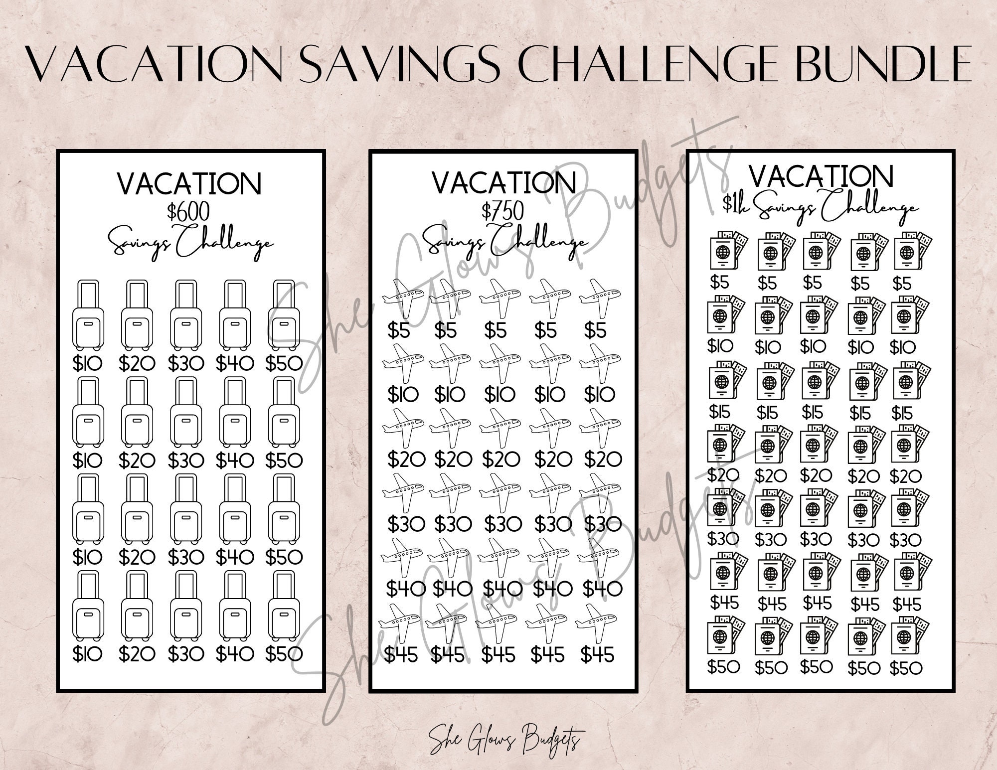 A6 Printable Vacation Savings Challenge - Etsy