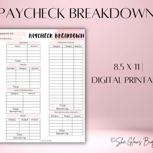 Paycheck Breakdown Template - Etsy