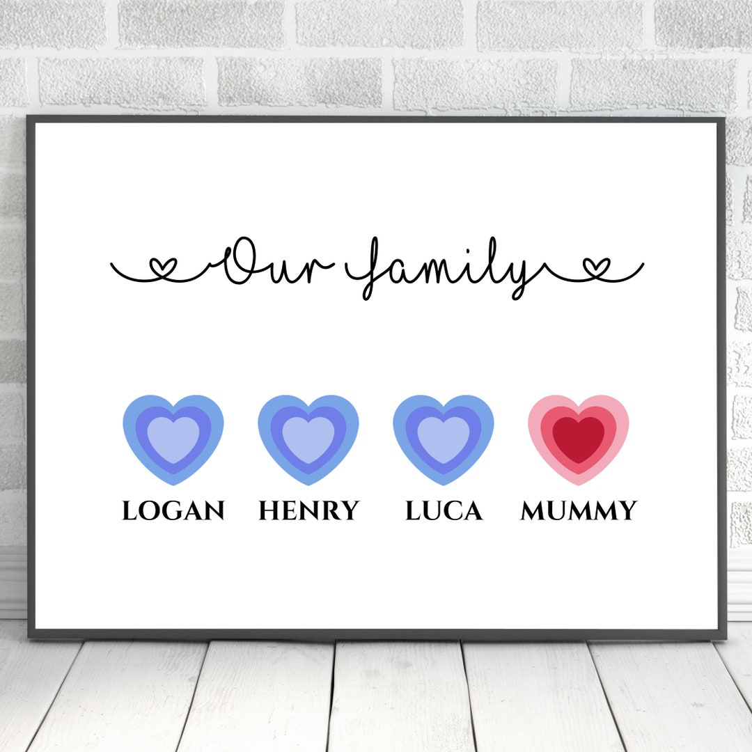 Personalised 'our Family' Print With Names and Dog/cat/animal Paw ...