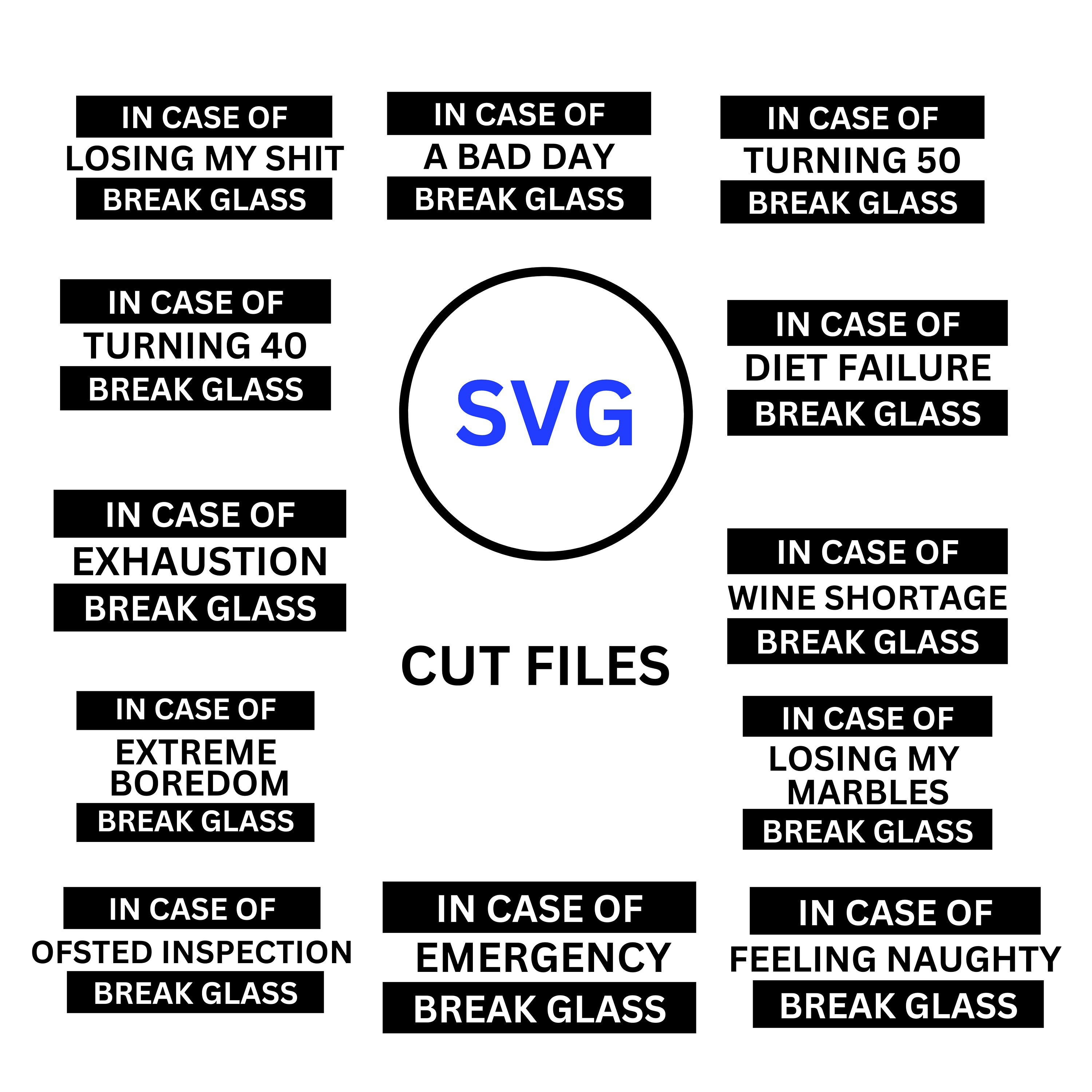 In Case of Emergency Break Glass SVG SVG Files for Cricut, for ...