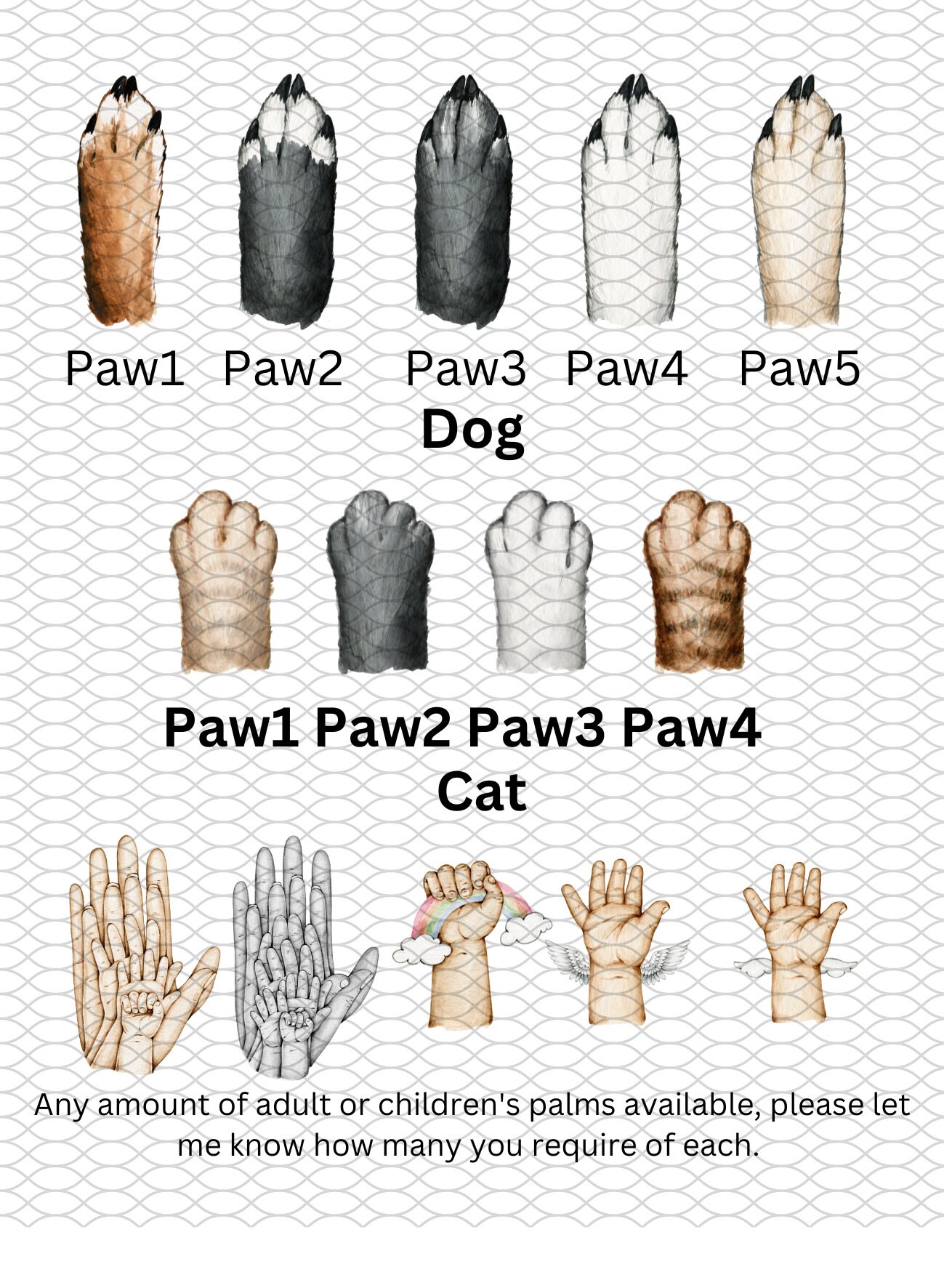 Family Hand Portrait With Pets, Custom Family Print, Hands With Paws - Etsy