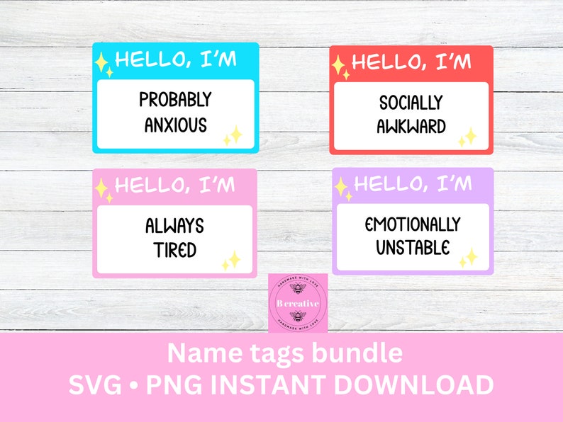 Funny Name Tag SVG PNG Digital Download - Etsy Canada