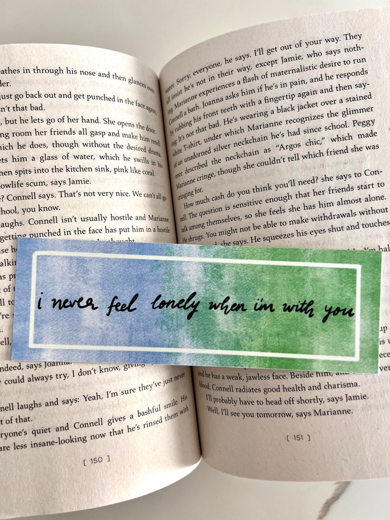 Normal People Inspired Bookmark Sally Rooney Bookmark I Never Feel ...