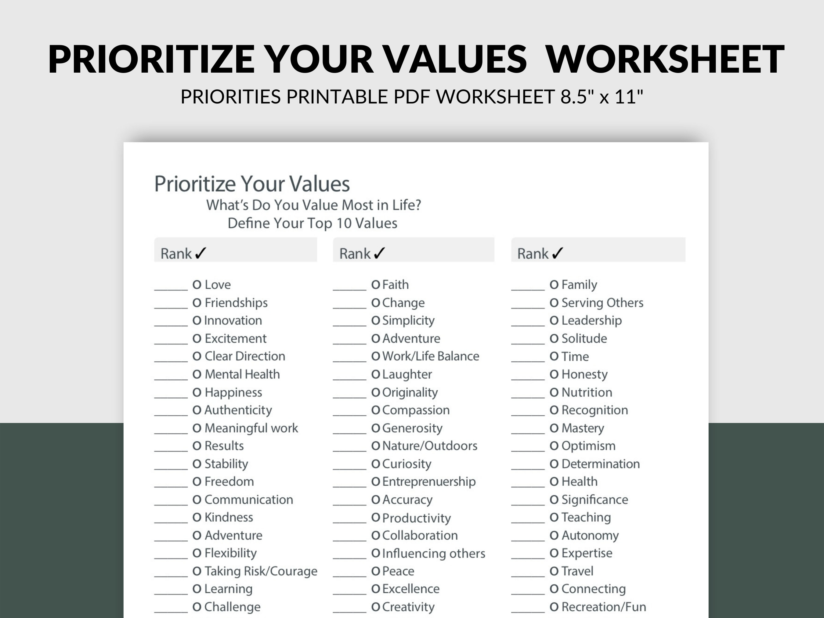Self Discovery Printable Worksheet: Identify Your Priorities Reflection ...