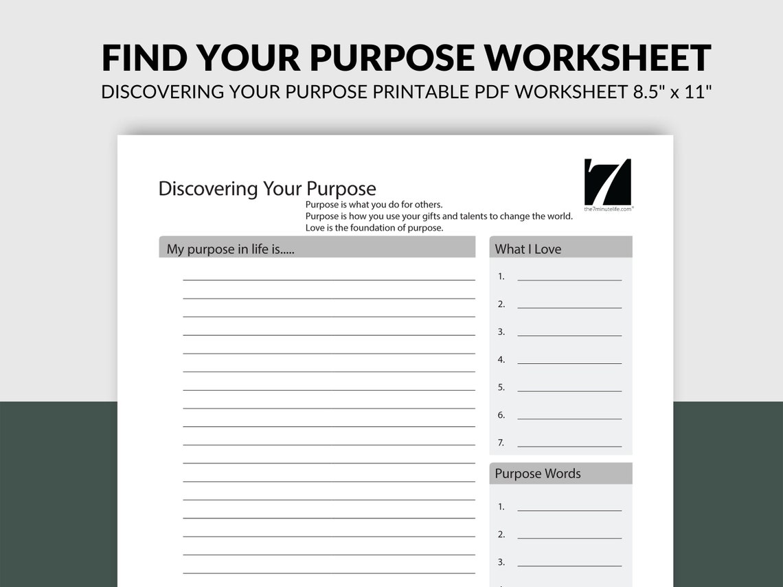 Find Your Purpose Worksheet | Discover Your Purpose | Life Purpose ...