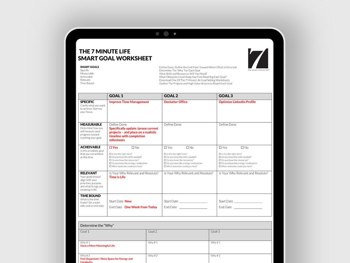 Goal Setting Worksheet SMART Goals Template Printable - Etsy