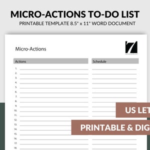 To Do List Template Micro-actions Daily Planning Sheet Printable ...