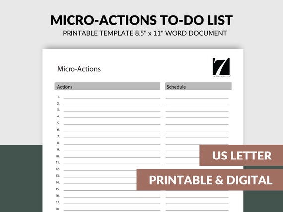 To Do List Template Micro-actions Daily Planning Sheet - Etsy