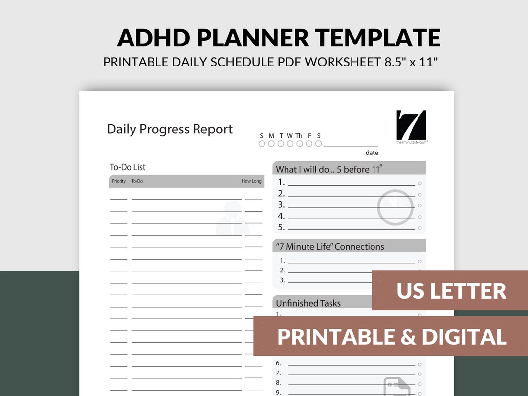 ADHD Planner Printable Template | Daily Schedule Printable | ADHD Daily ...