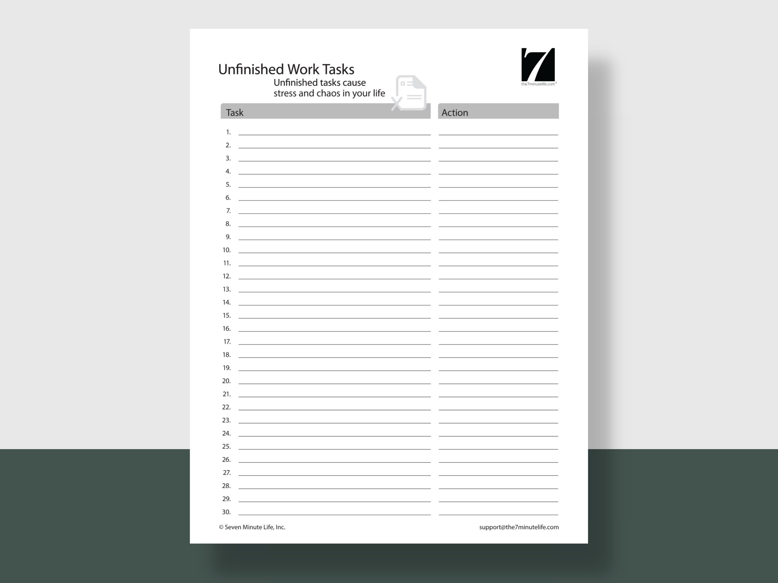 Work To-do List: Unfinished Tasks Worksheet (printable PDF) - Etsy