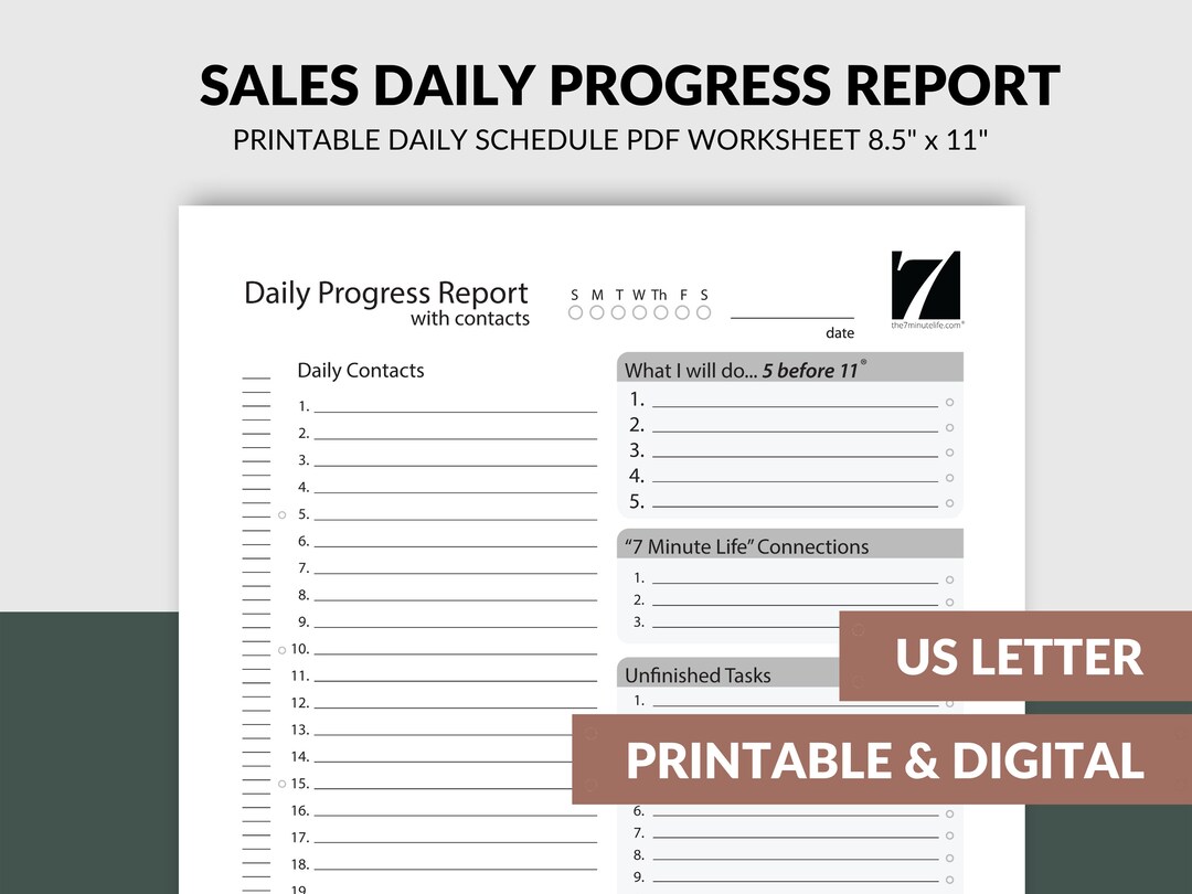 Sales Daily Progress Report: Small Business Planner (printable PDF) - Etsy