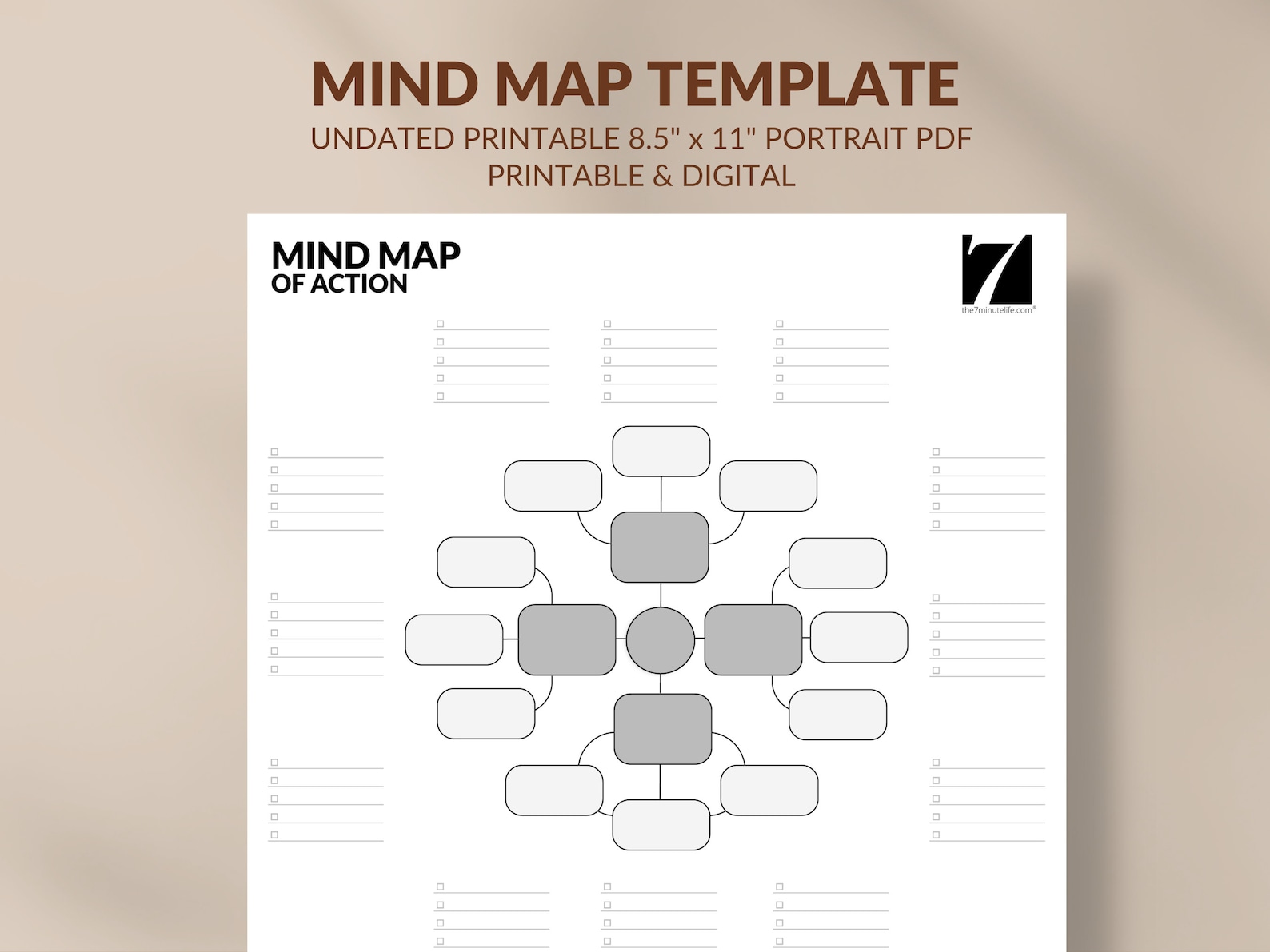 Mind Mapping Template Portrait | Goal Setting Worksheet | Printable ...