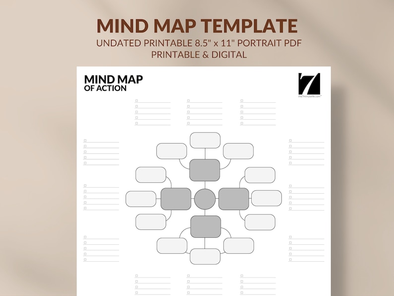 Mind Mapping Template Portrait | Goal Setting Worksheet | Printable ...