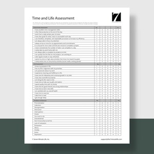 Goal Setting Evaluation: Time Management & Life Assessment Printable ...