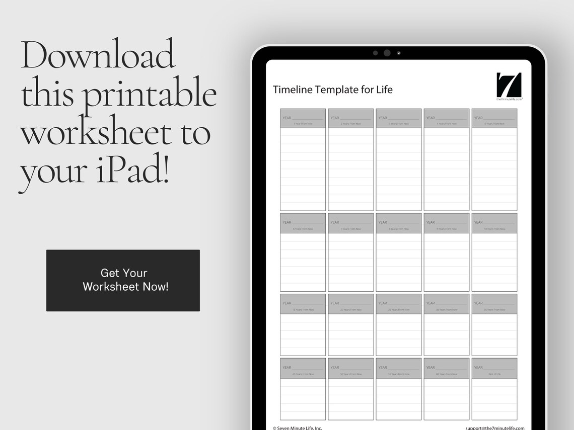 Life Planning Worksheet | Timeline Template for Life Printable Tool ...