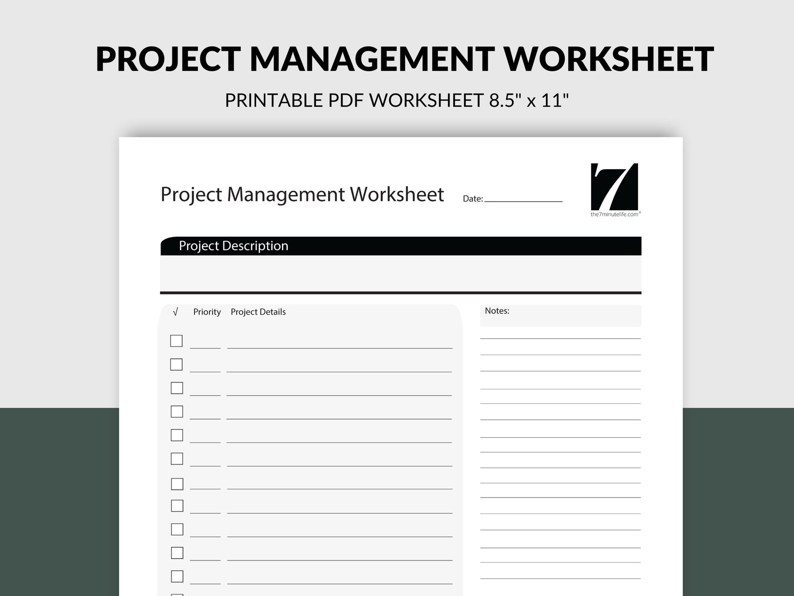 Project Management Template Worksheet | Project Planner Printable ...