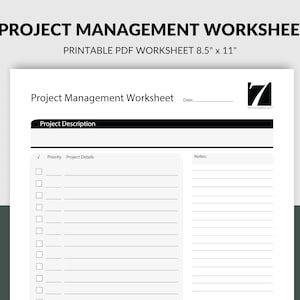 Project Management Template Worksheet | Project Planner Printable ...