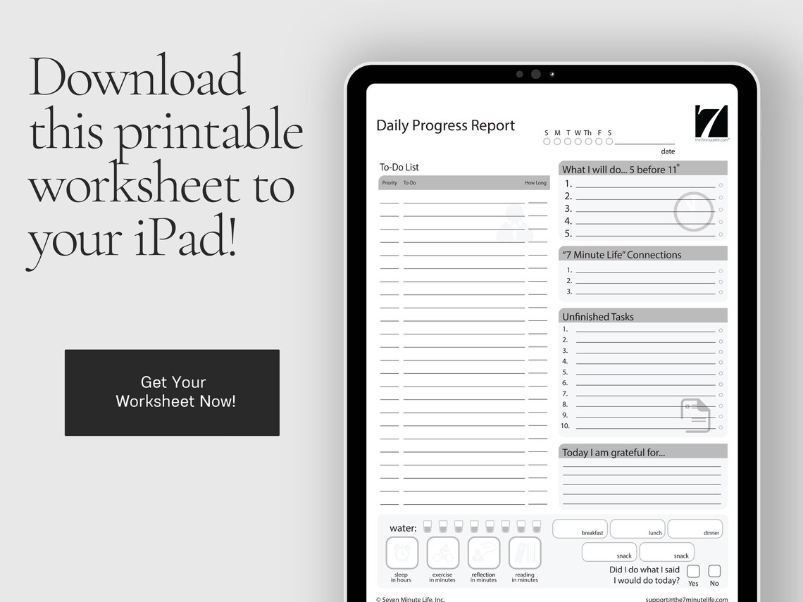 Daily Schedule Printable the 7 Minute Life Daily Progress Report ...