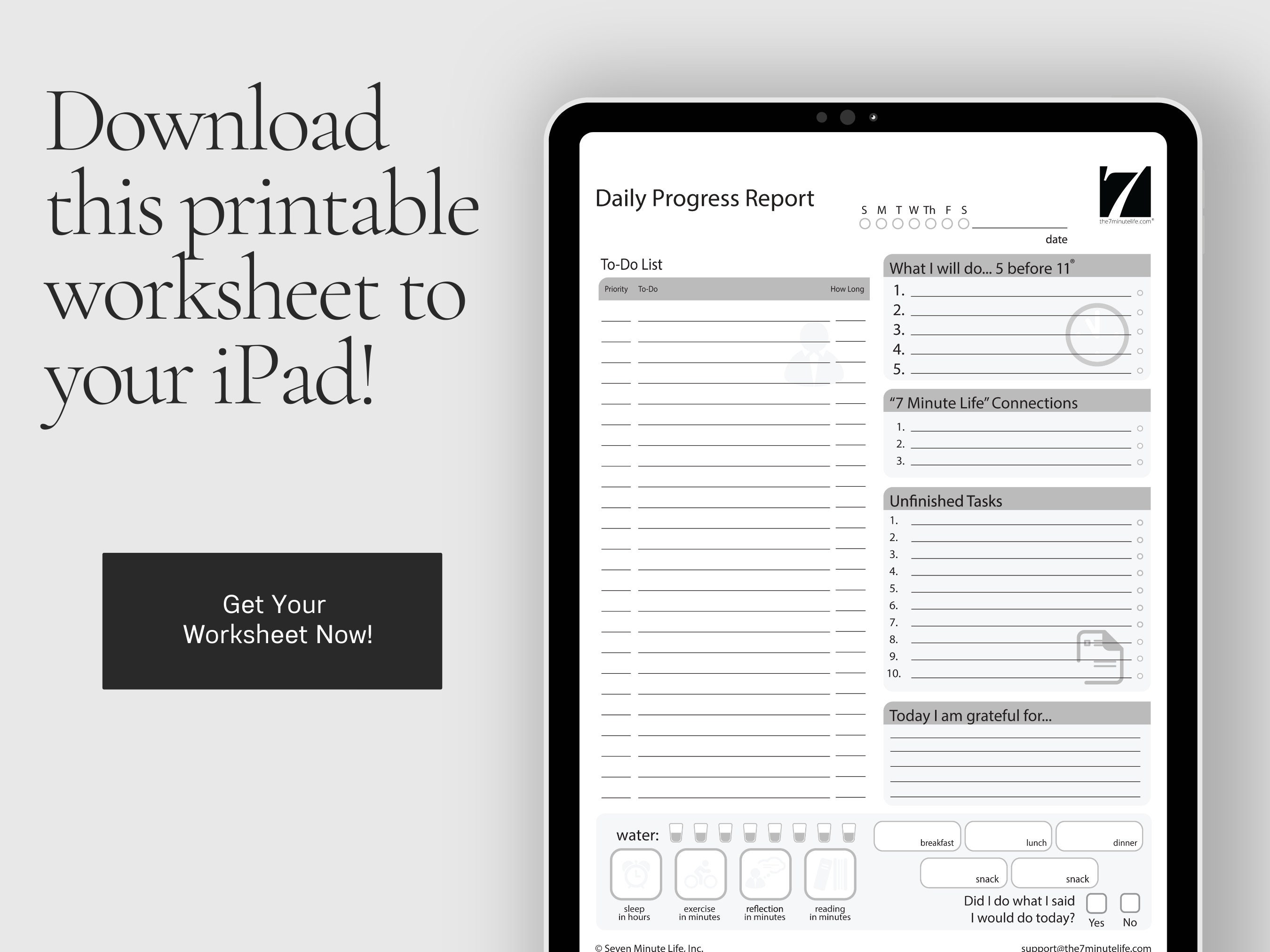 Daily Schedule Printable the 7 Minute Life Daily Progress Report ...