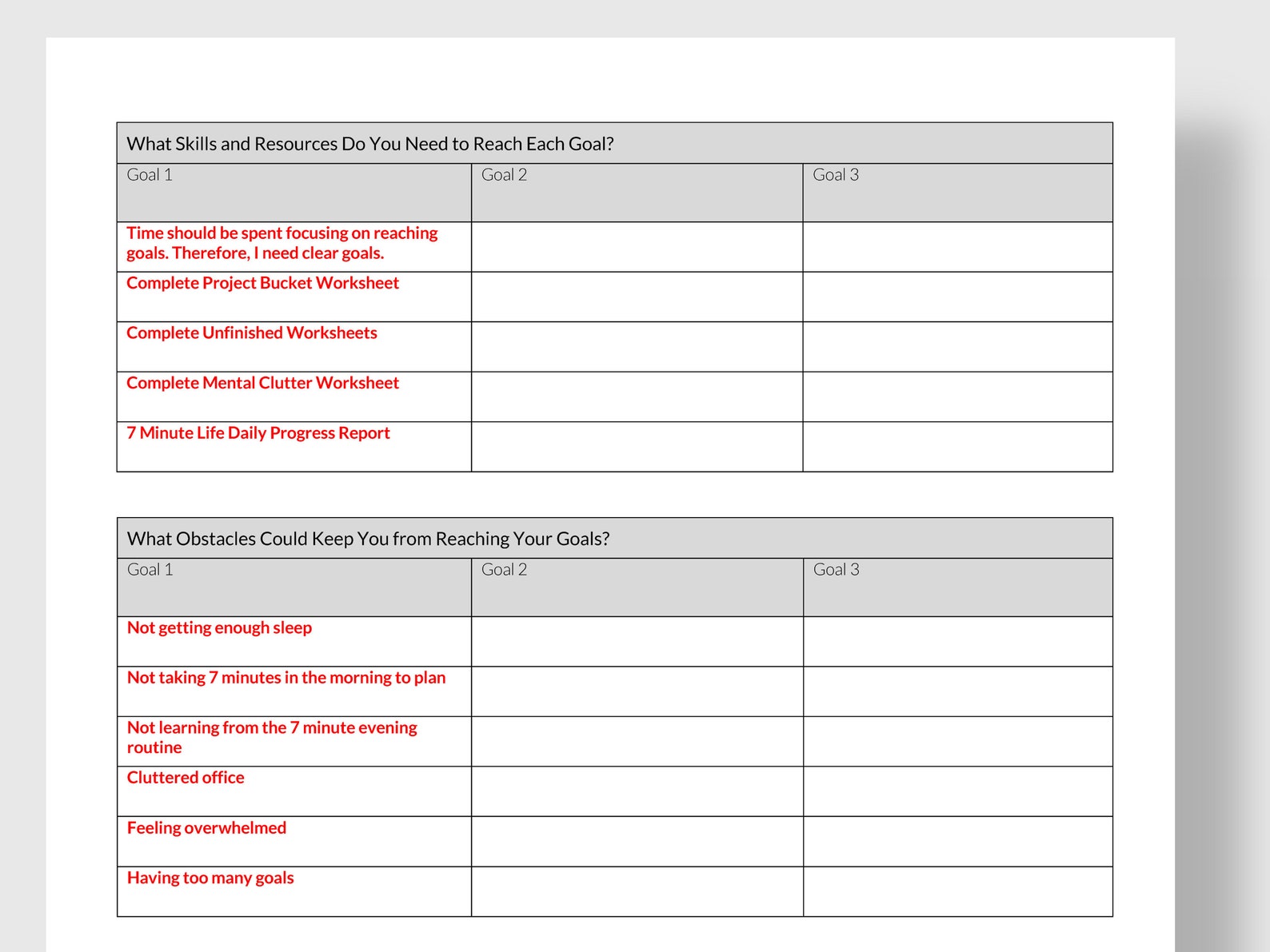 Goal Setting Worksheet SMART Goals Template Printable - Etsy